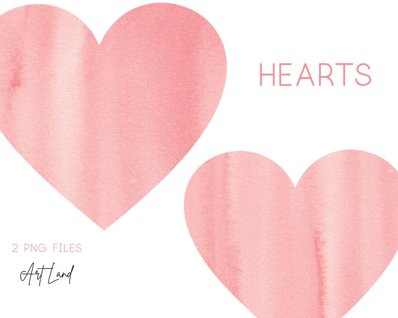Watercolor Red Heart Clipart: 2 Hand-painted Valentine's Elements (PNG ...