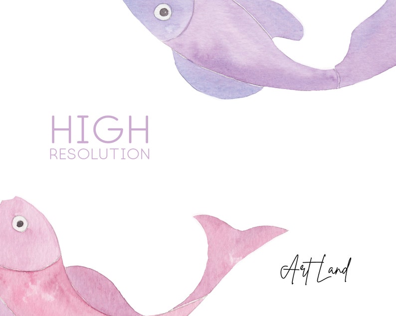 Watercolor Fish Hand Painted Watercolour Digital Fish Sea - Etsy UK