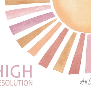 Watercolor Sun Clipart, Hand Painted Watercolour Digital Sun Clip Art ...