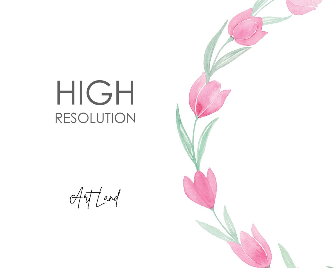 Tulip Floral Wreath Watercolor Tulip Clipart Easter Wreath - Etsy