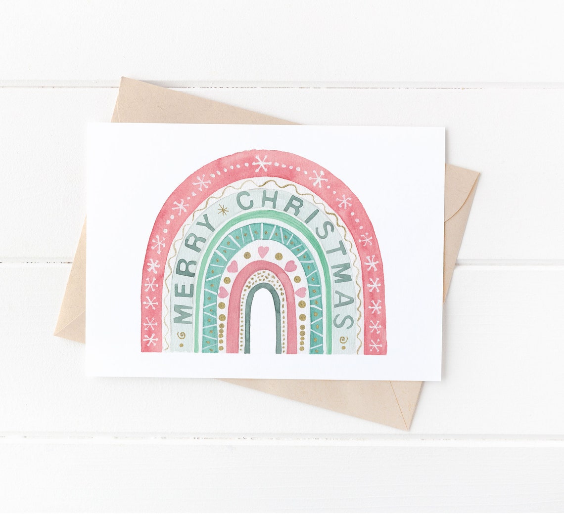 Christmas Rainbow Clip Art Hand Painted Festive Rainbow - Etsy