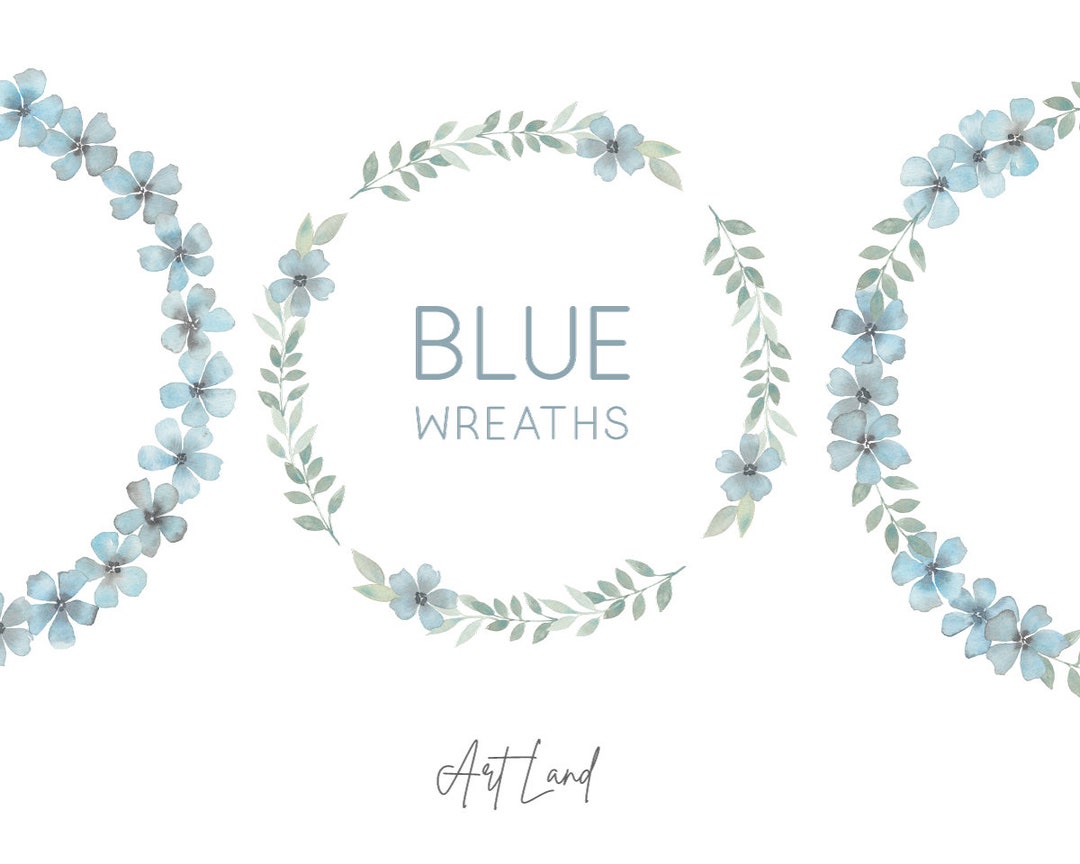 Watercolor Floral Clipart Wreath Blue Flowers, Watercolour Clip Art ...