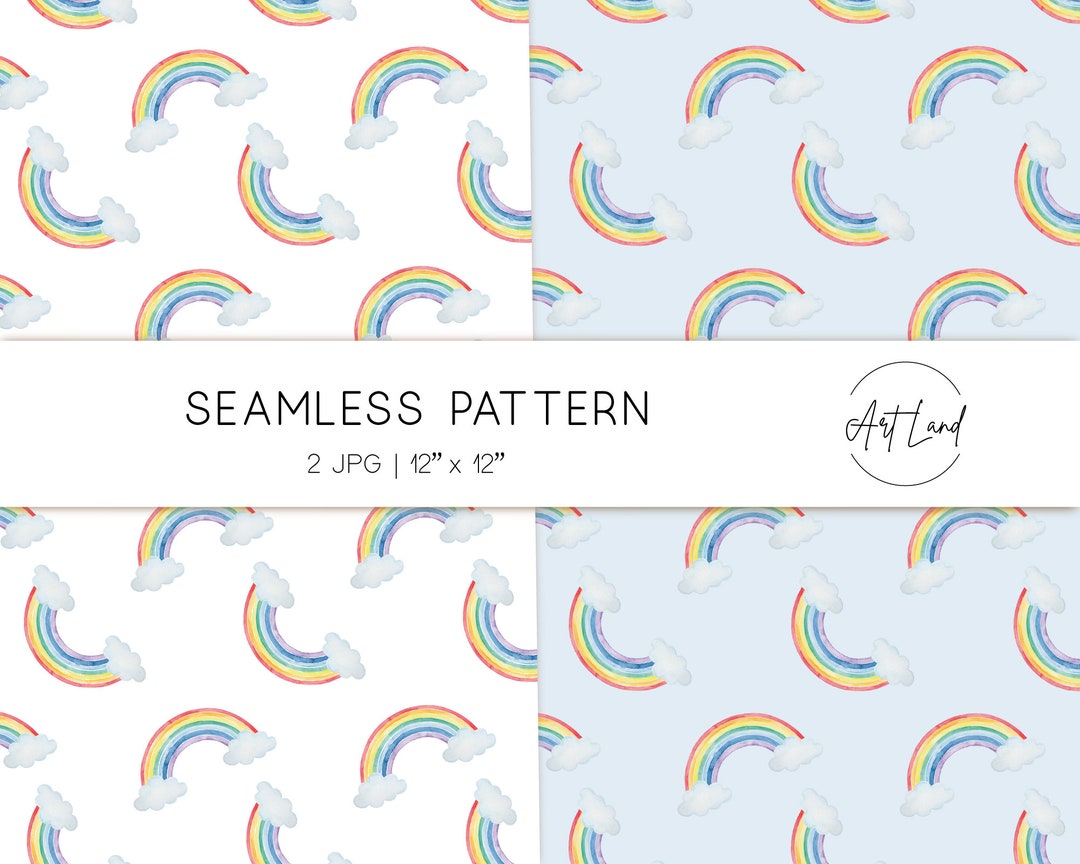Watercolor Rainbow Digital Paper – 2 Seamless Pattern Jpgs for DIY ...