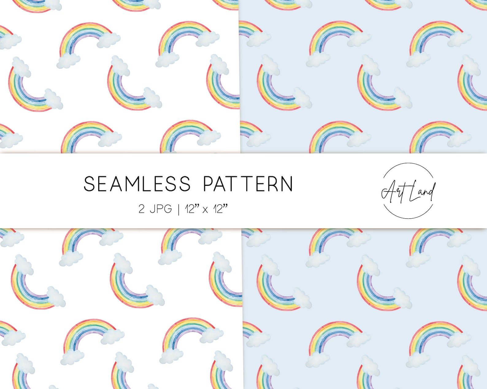 Rainbows Digital Paper Rainbow Seamless Pattern Digital | Etsy