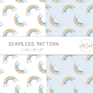Rainbows Digital Paper, Rainbow Seamless Pattern, Digital Scrapbook ...