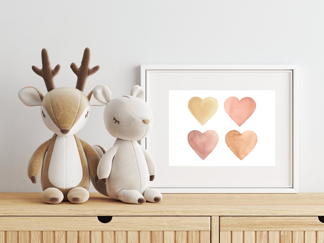 Printable Boho Hearts, Printable Wall Art, Boho Hearts Wall Art, Hearts ...