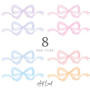 Watercolor Bows Clipart, Watercolor Clip Art, Files Hand Painted Bow ...
