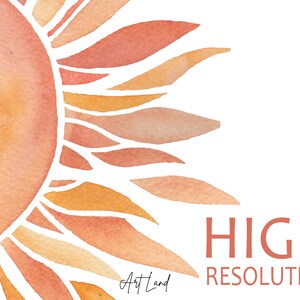 Watercolor Sun Clipart, Hand Painted Watercolour Digital Sun Clip Art ...