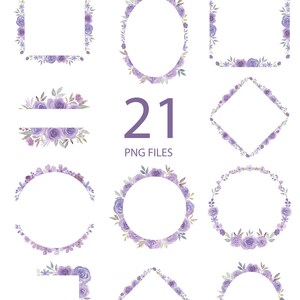 Watercolor Floral Clipart Purple Roses Frames, Watercolour Clip Art ...