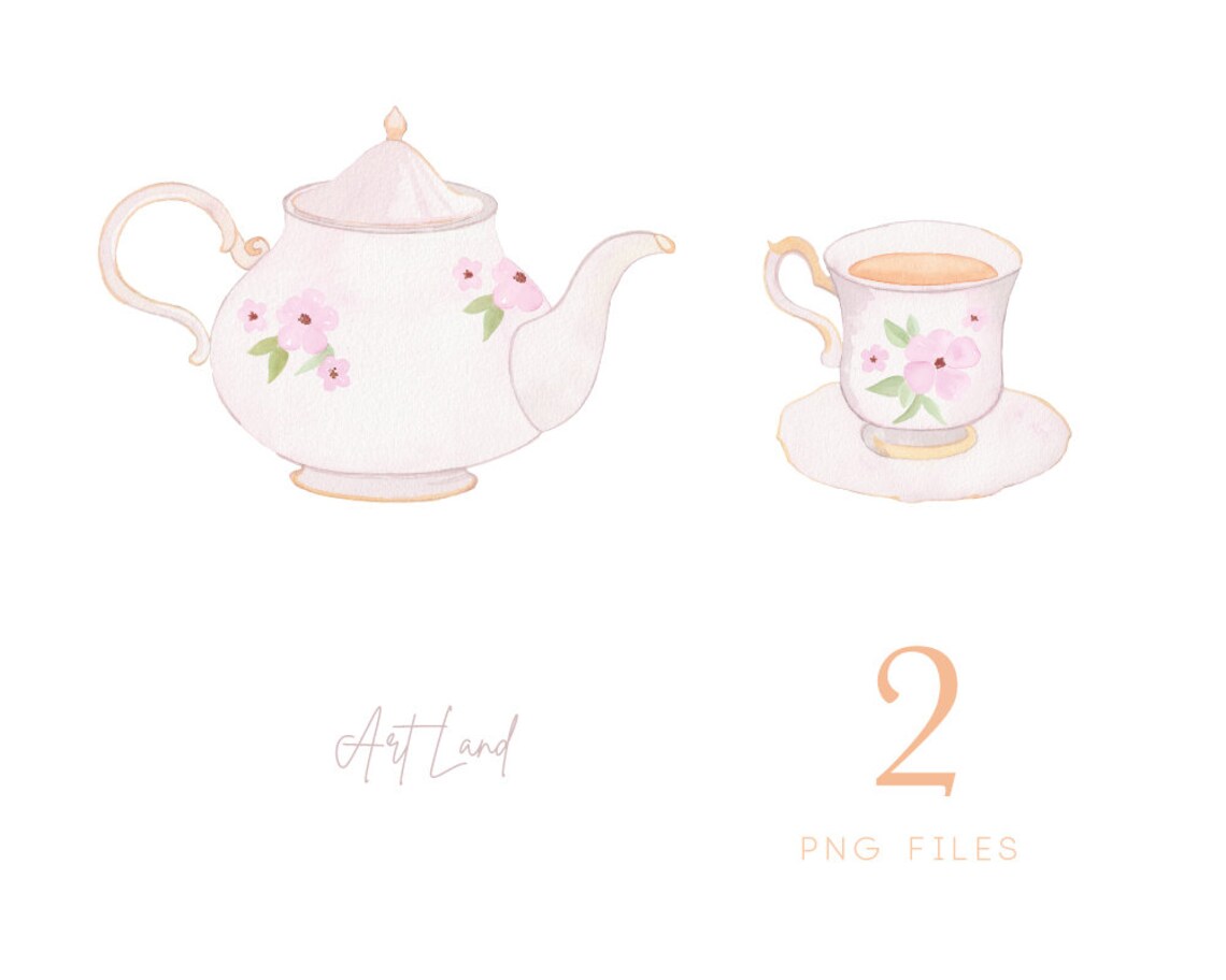 Watercolor Teapot and Teacup Clipart Watercolor Tea Pot Clip - Etsy