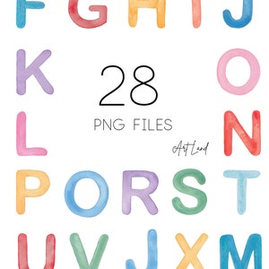 Watercolor Alphabet, Digital Clipart- Colorful Alphabet Clipart, Hand ...