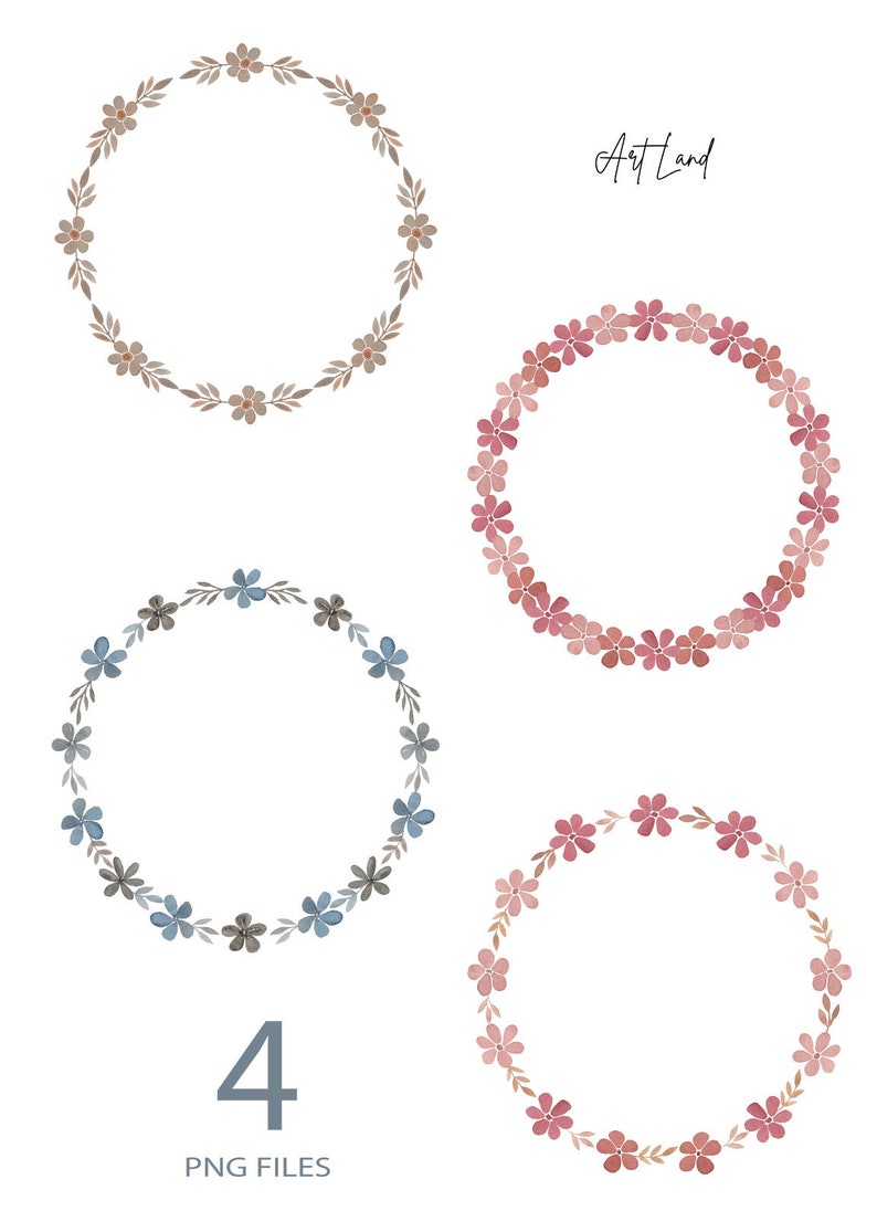 Flowers Wreaths Clip Art Floral Frame Boho Floral Wreath | Etsy