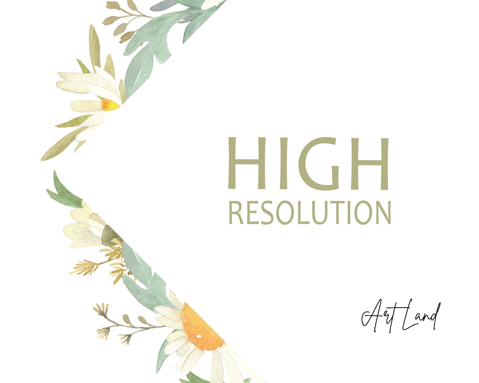 Watercolor Floral Clipart Frames Border Daisy Flower | Etsy