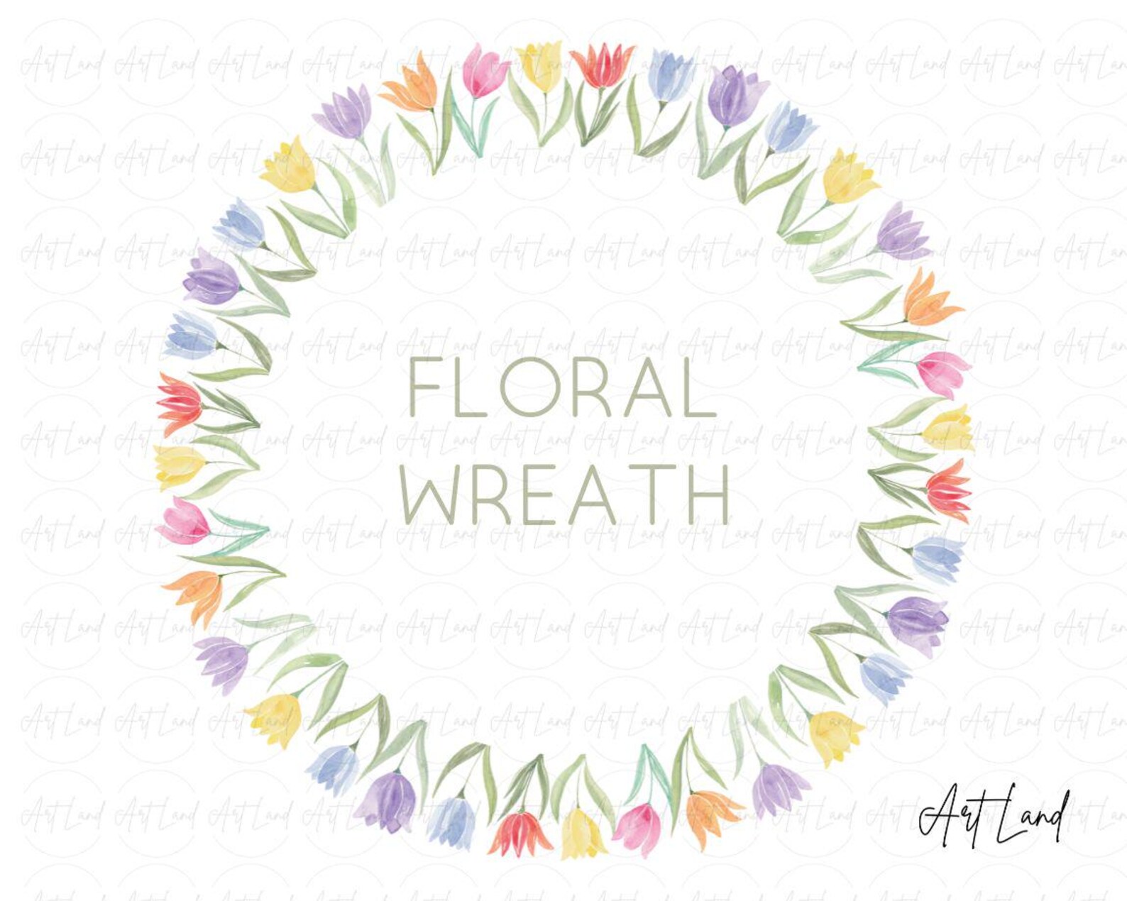 Watercolor Flower Wreath Clipart: Hand-painted Spring Floral Design ...
