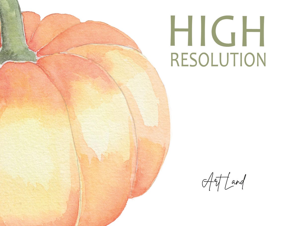 Watercolor Pumpkin Clipart: Hand-painted Fall Design (PNG, Digital ...