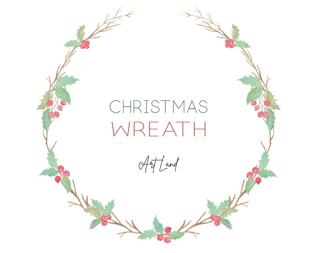 Christmas Wreath Clipart Watercolor Winter Clipart Holiday - Etsy