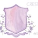 Watercolor Purple Floral Crest Clipart: Hand-painted Shield Frame (PNG ...