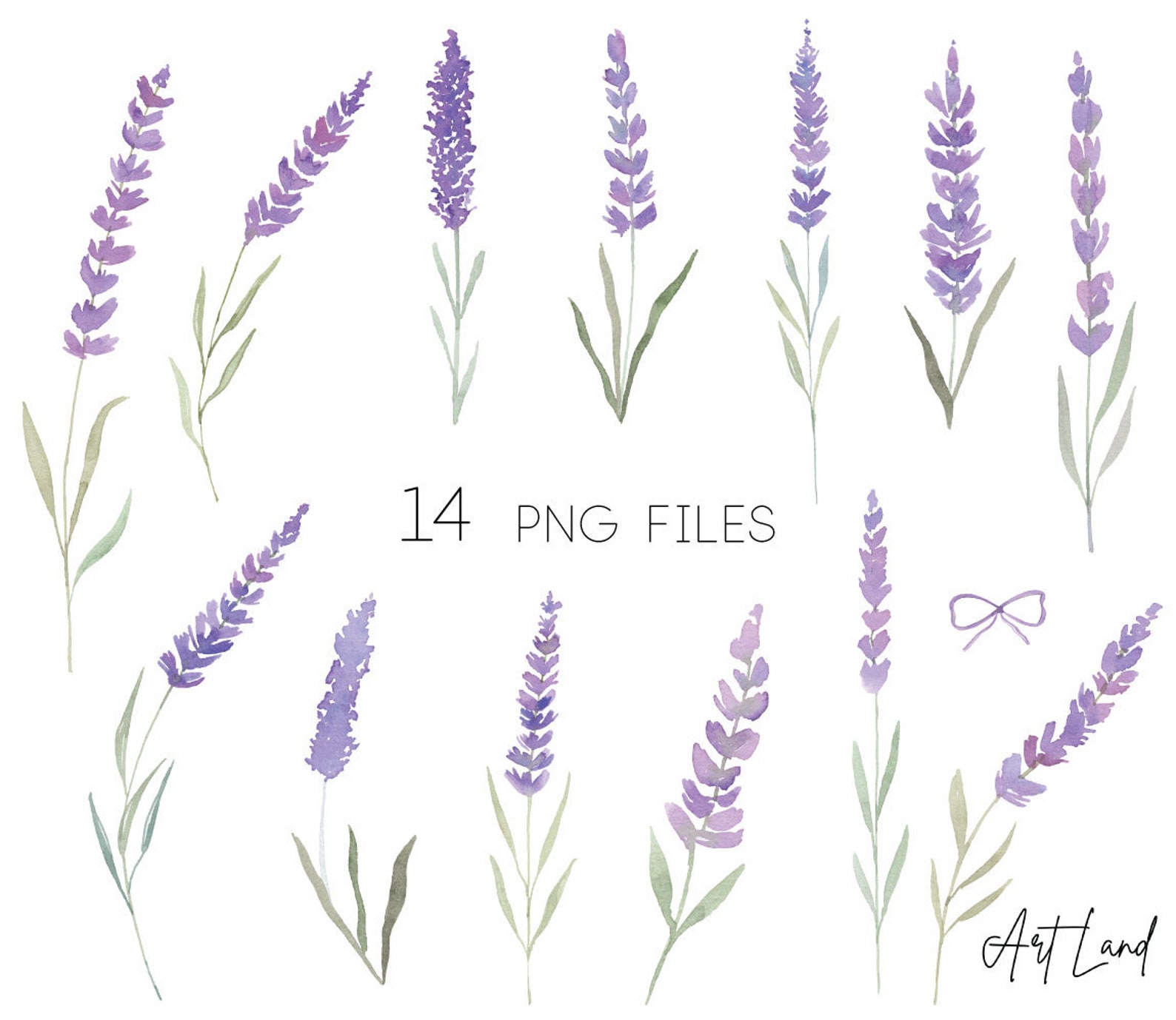 Watercolor Lavender Clipart Lavender flower Watercolour Clip | Etsy