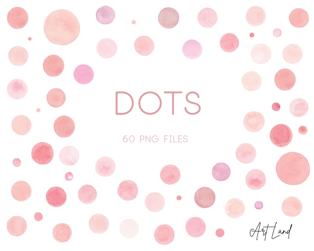 Watercolor Dots Clipart, Hand Painted, Pink Circles Clipart, Pink Dots ...