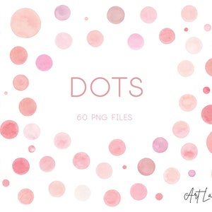 Watercolor Dots Clipart, Hand Painted, Pink Circles Clipart, Pink Dots ...