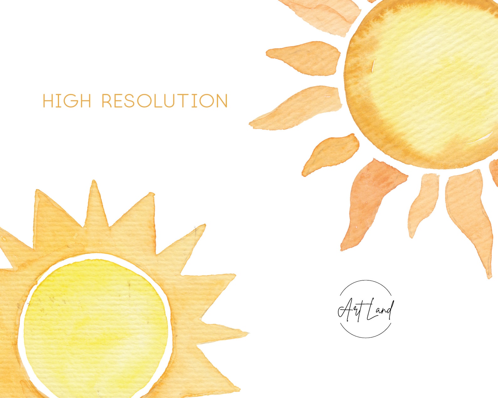 Watercolor Sun Clipart Hand Painted Watercolour Digital Sun - Etsy