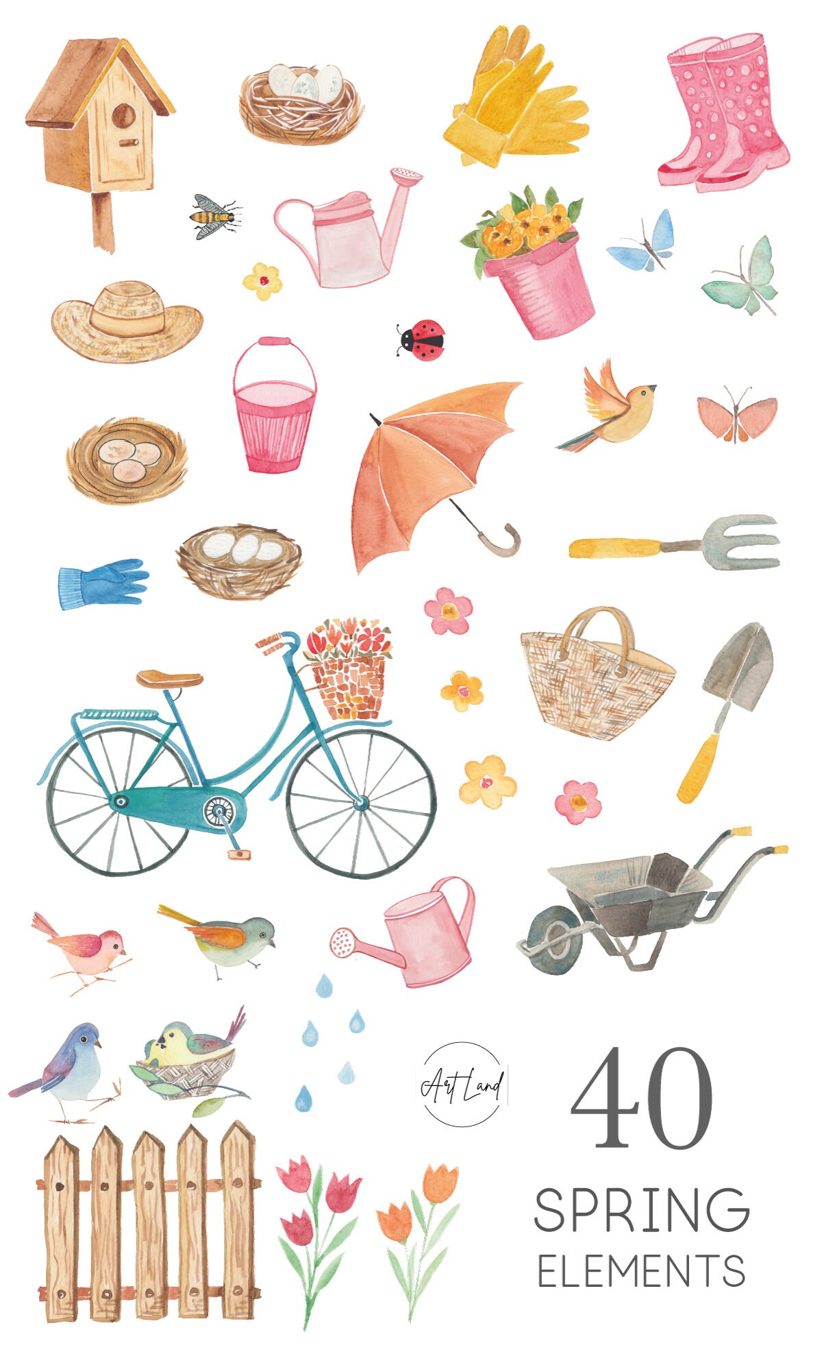 Watercolor Spring Clipart Spring Clip Art Flowers Spring | Etsy