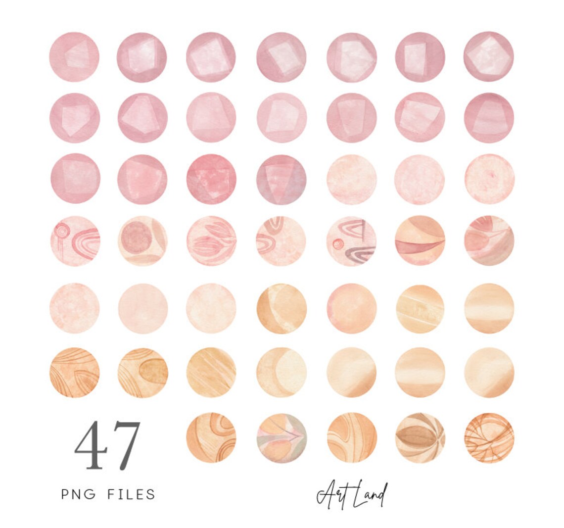 Instagram Story Highlight Icons Watercolor Circles Clipart | Etsy