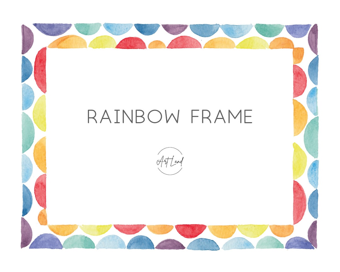 Watercolor Rainbow Frame Clipart – 1 Hand-painted Border PNG for DIY ...