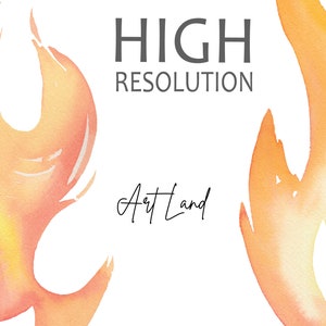 Watercolor Fire Clipart, Hand Painted Watercolour Digital Fire, Flames ...