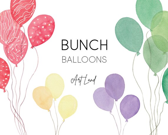 Watercolor Balloons Clipart Hand Painted Watercolour - Etsy