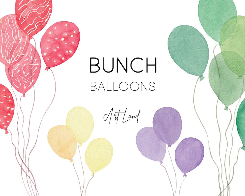 Watercolor Balloons Clipart Hand Painted Watercolour - Etsy