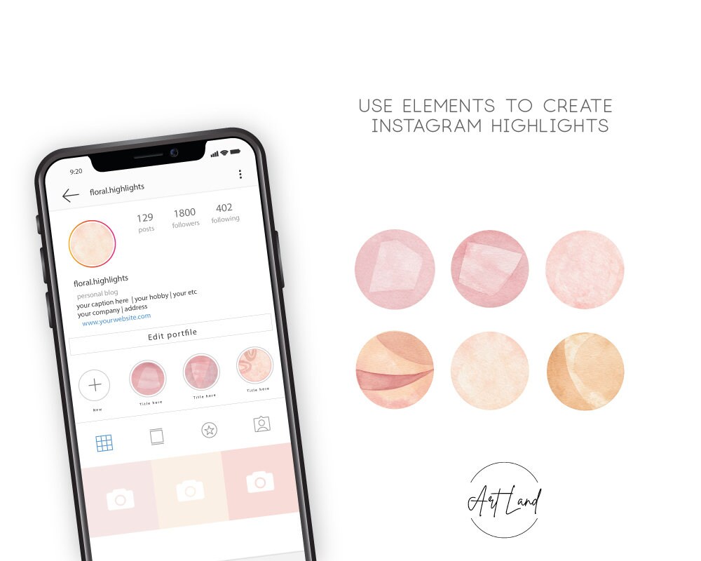 Instagram Story Highlight Icons Watercolor Circles Clipart | Etsy