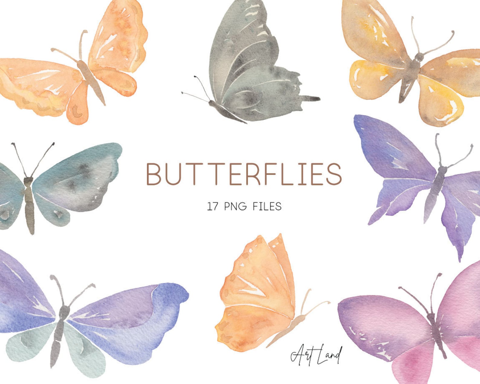 Watercolor Butterflies Clip Art Set Hand Painted Butterfly - Etsy
