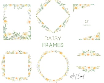 Daisy Flower Watercolor Clipart | Daisy Border | Daisy Flower PNG ...