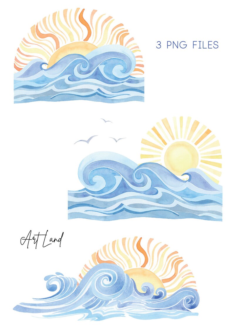 Watercolor Summer Clipart Hand Painted Watercolour Digital | Etsy