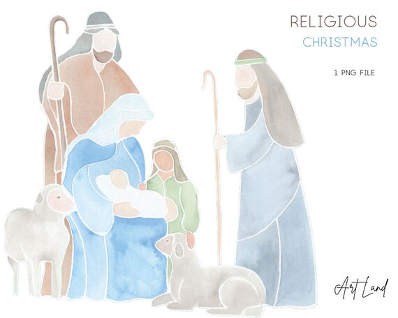 Watercolor Nativity Religious Christmas Clip Art Hand - Etsy