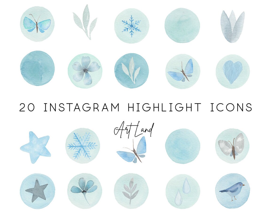 Instagram Story Highlight Icons Watercolor Circles Clipart - Etsy