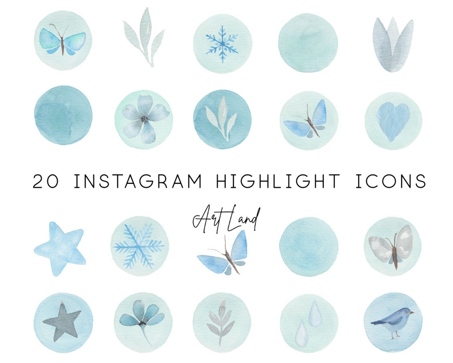 Instagram Story Highlight Icons Watercolor Circles Clipart - Etsy