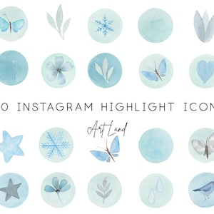 Instagram Story Highlight Icons, Watercolor Circles Clipart, Sky Blue ...