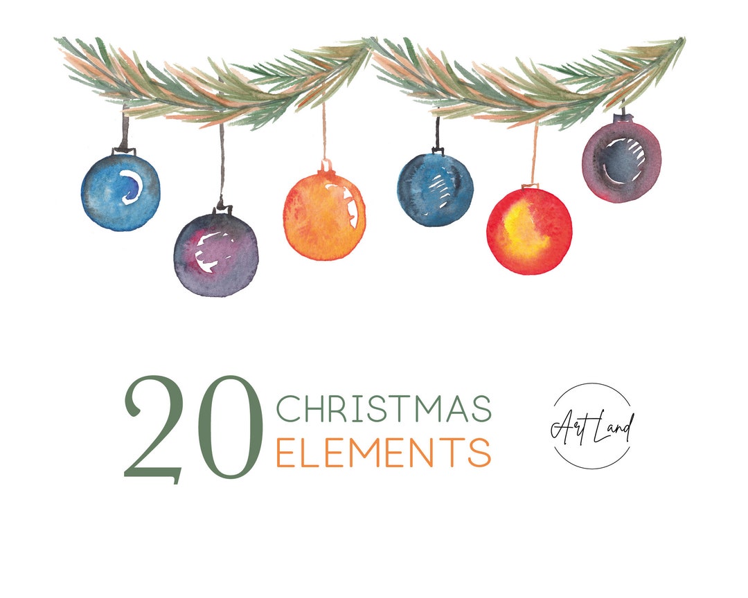 Watercolor Christmas Ball Clipart Set – 20 Hand-painted Holiday ...