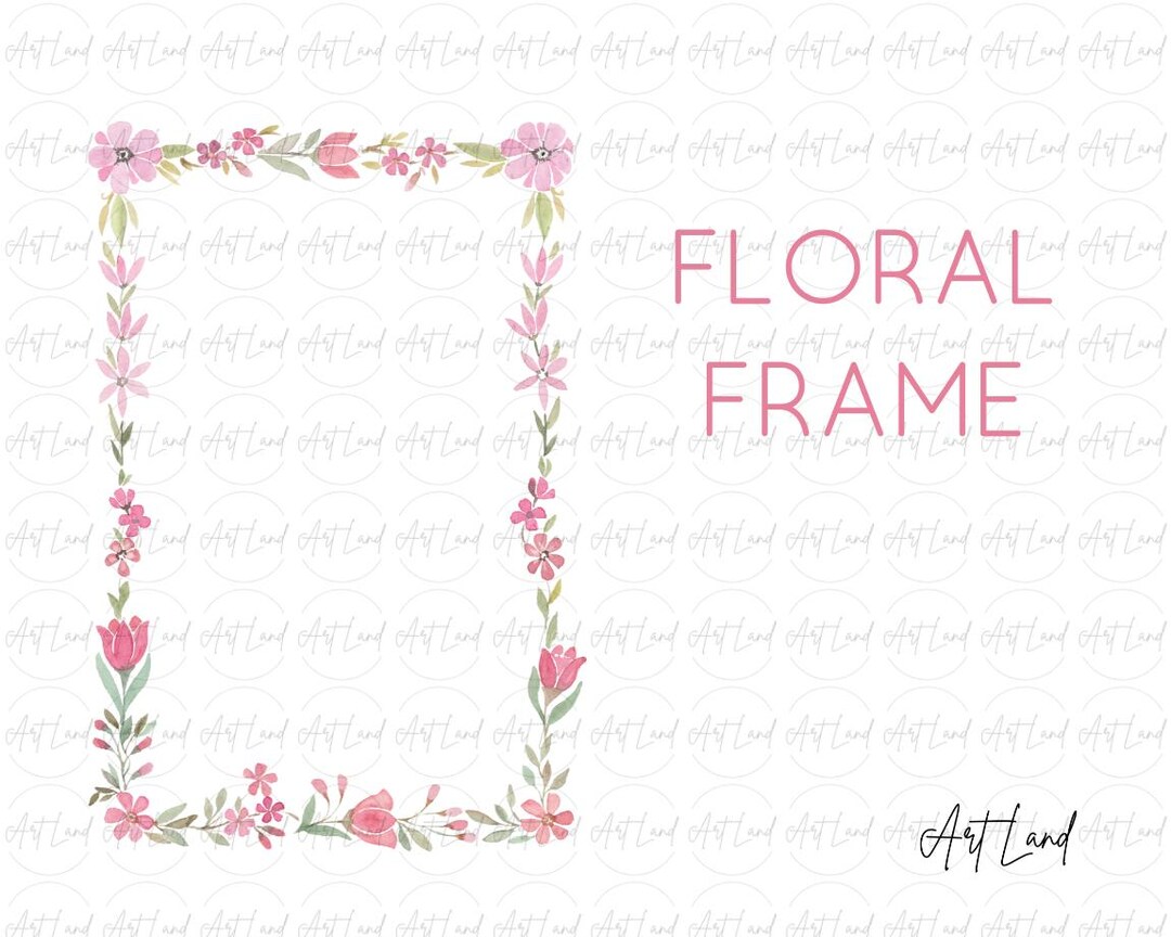 Watercolor Pink Floral Frame Clipart, Hand Painted Flower Border Design ...