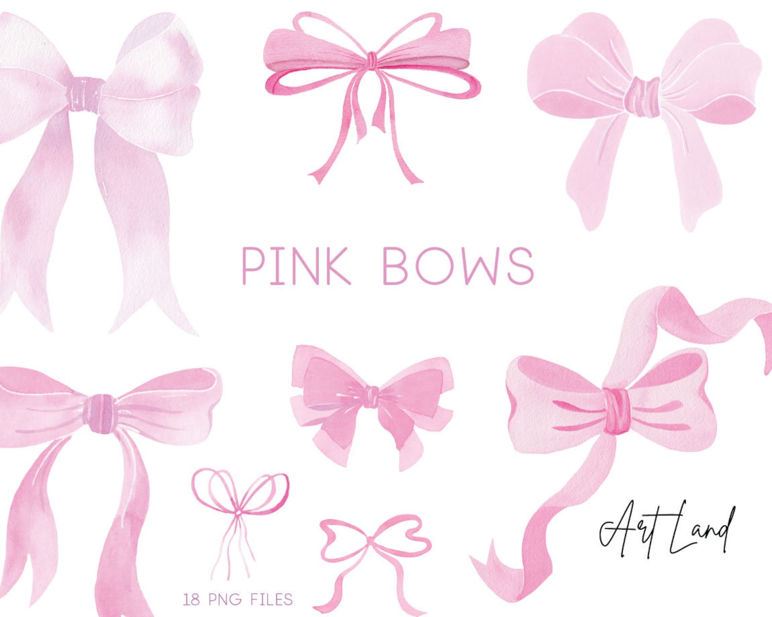 Aquarell Rosa Schleifen Clipart Aquarell Clip Art Dateien - Etsy