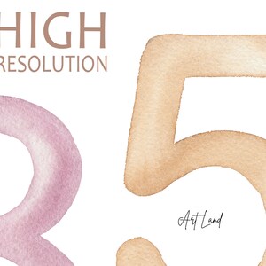 Watercolor Numbers, Boho Numbers Clipart, Clip Art Party Invitation ...