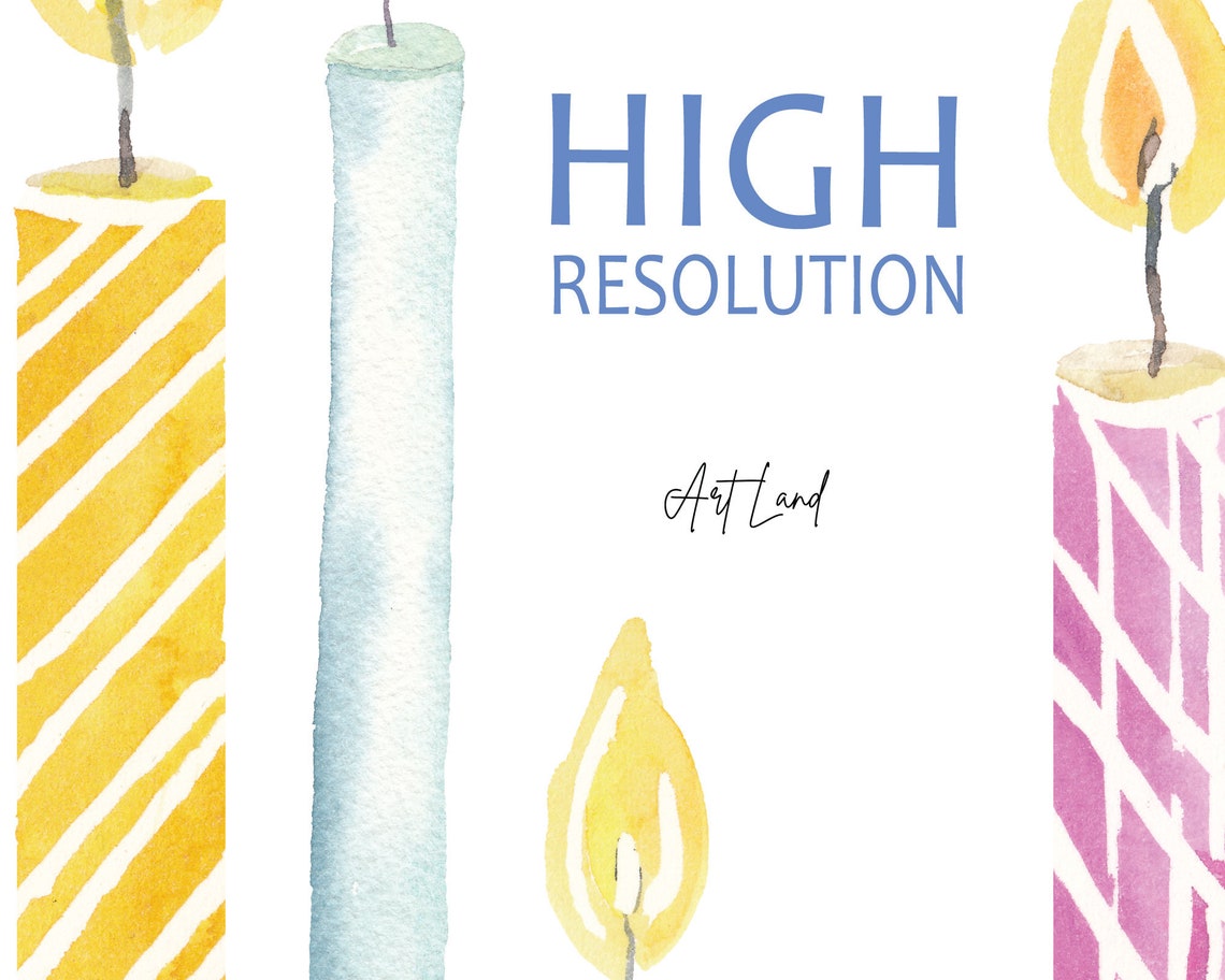Watercolor Birthday Candles Clipart: 11 Hand-painted Rainbow Elements ...