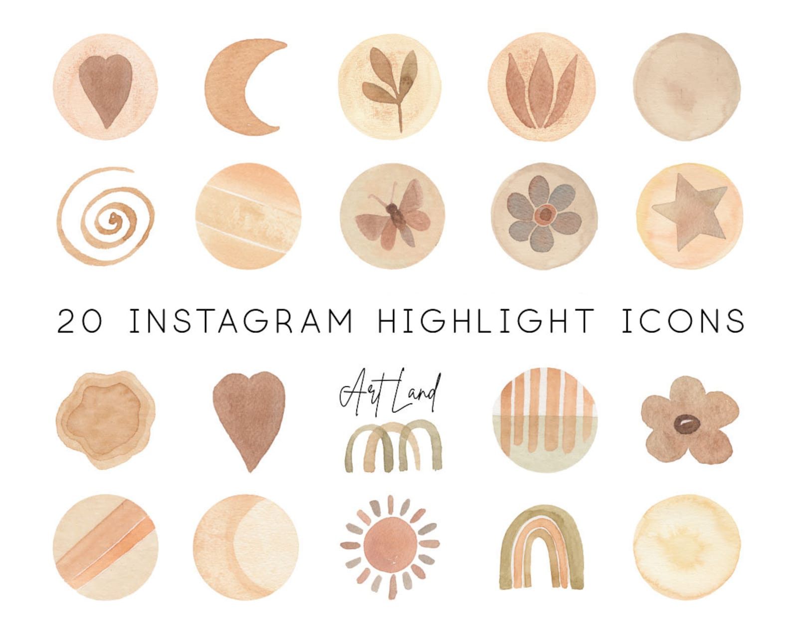 Instagram story highlight Icons Watercolor Circles Clipart | Etsy