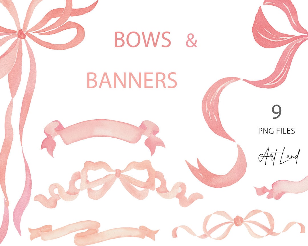 Watercolor Ribbon Banners and Bows Clipart, Watercolor Clip Art, Purple ...