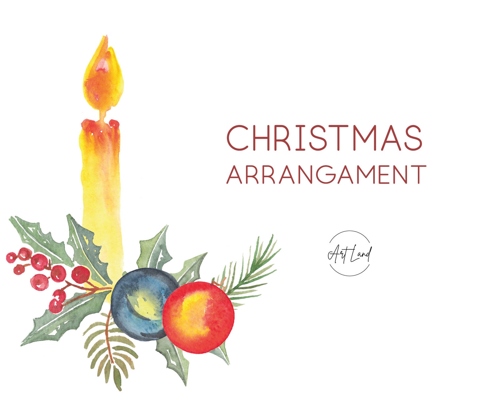 Christmas Watercolor Clipart Watercolor Christmas Holiday - Etsy