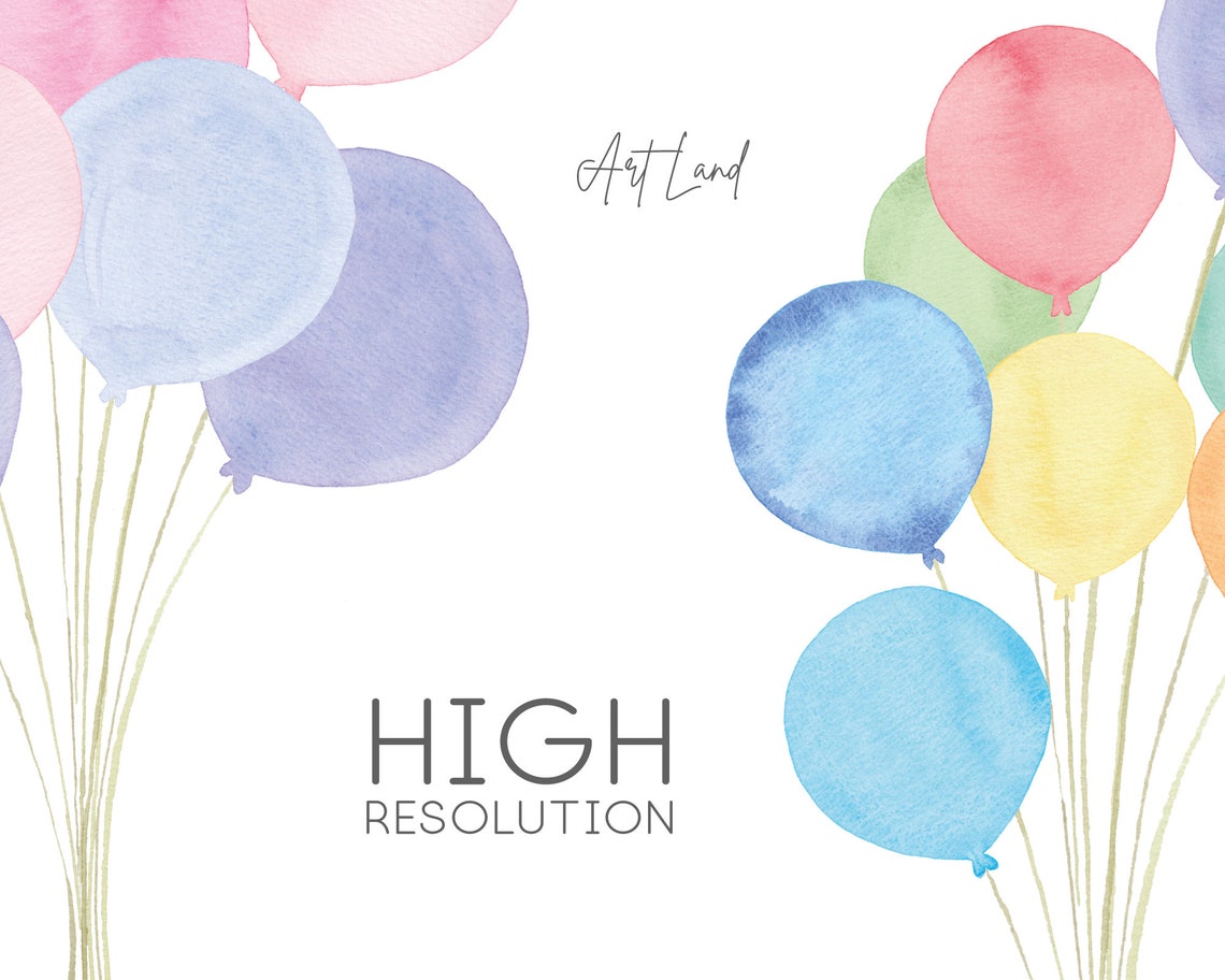Watercolor Colorful Balloons Clipart Hand Painted Watercolour - Etsy