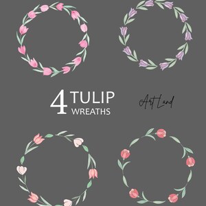 Tulip Floral Wreath, Watercolor Tulip Clipart, Easter Wreath, Spring ...