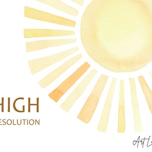 Watercolor Sun Clipart, Hand Painted Watercolour Digital Sun Clip Art ...